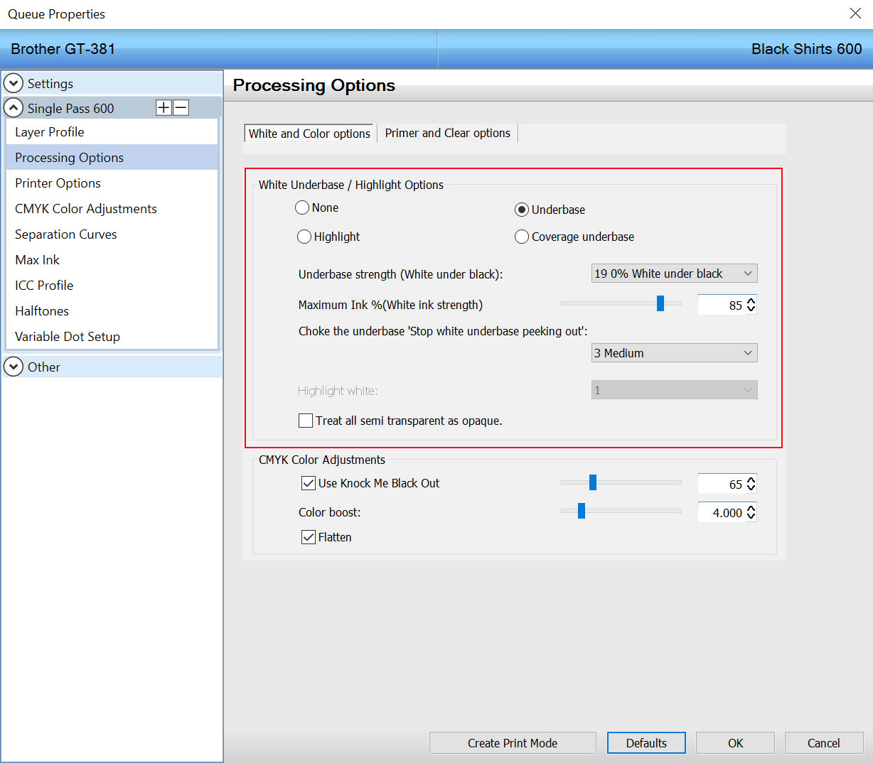Understanding the White Underbase feature