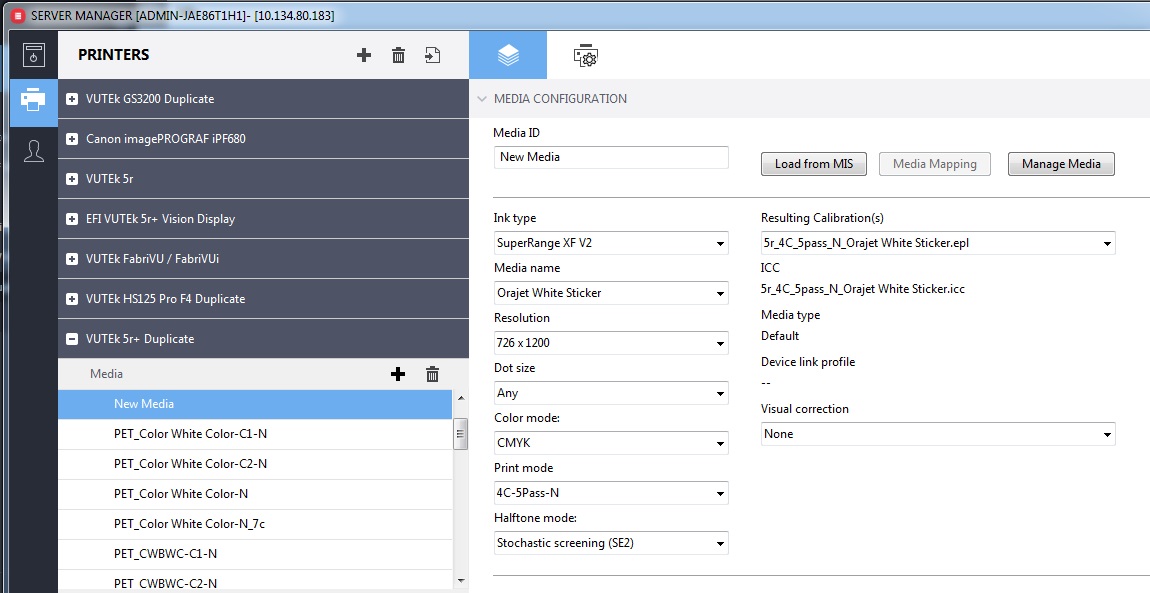 How to create a new Media in Fiery Command WorkStation Server Manager.