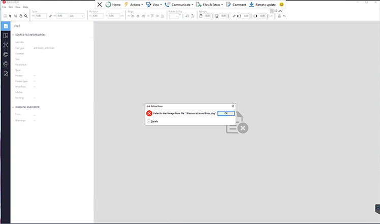 Job Editor preview is not shown - Error: Failed to load image from file ...
