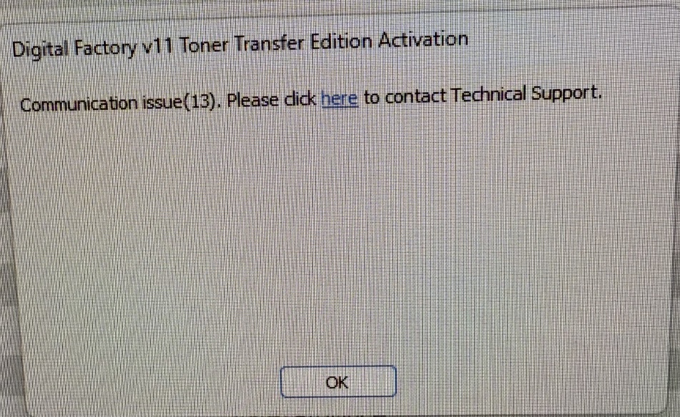 Error: "Communication Issue(13)" when trying to activate software with ...